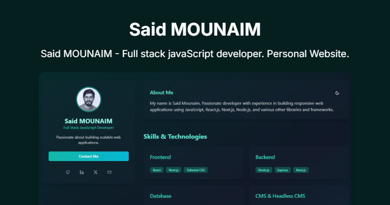 Said MOUNAIM | Full Stack JavaScript Developer